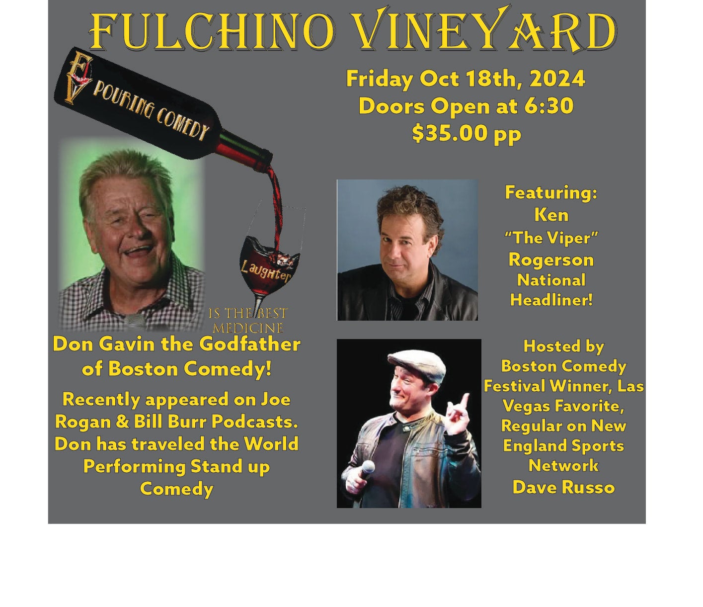 2024 Comedy Poured 10-18-24 Don Gavin | Fulchino Vineyard